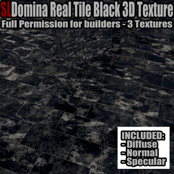 Second Life Marketplace - [FP] SLDomina Professional 3D real Bathroom Black Floor - Tile - Full ...